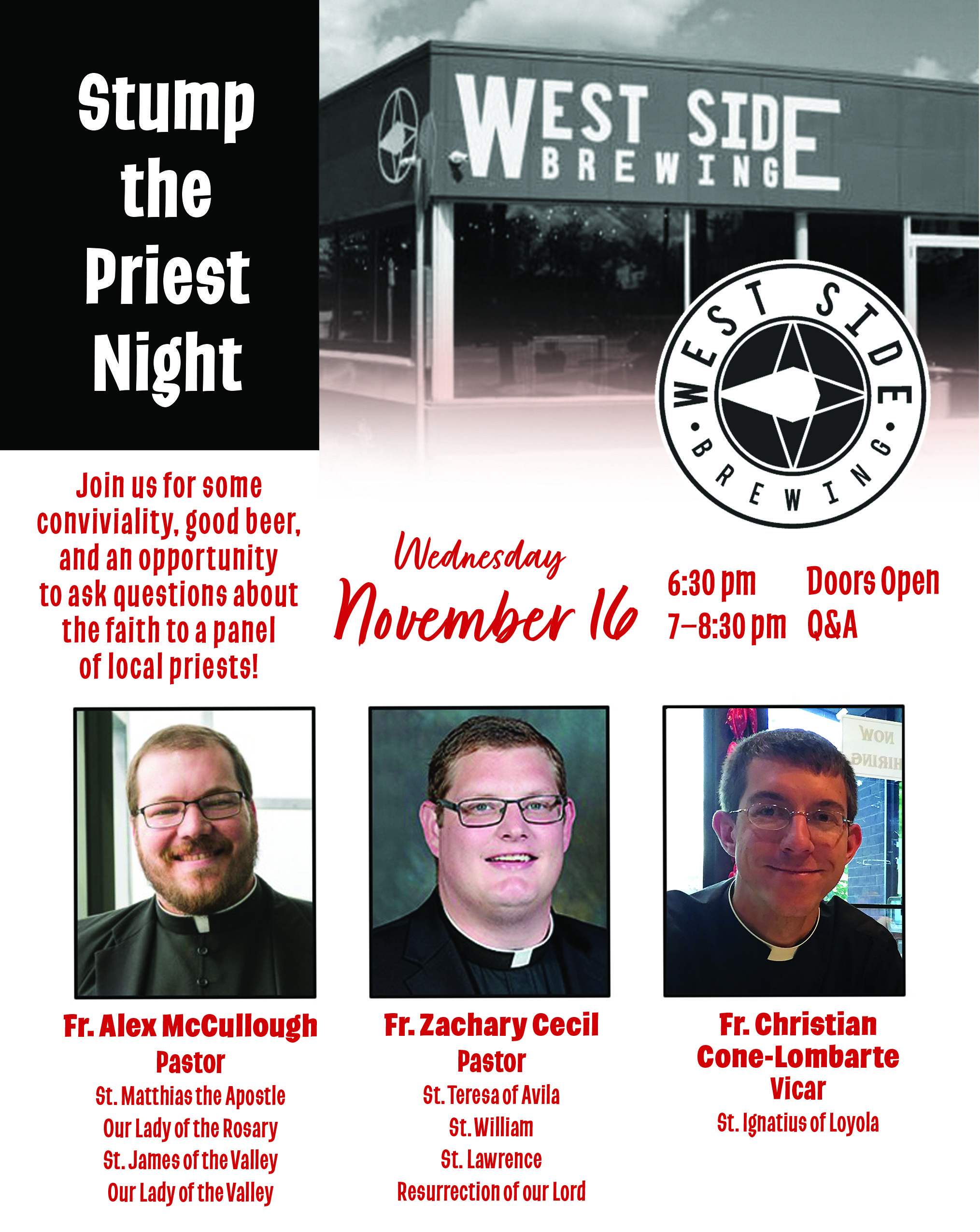 Stump the Priest • November 16 at WestSide Brewing – St. Ignatius of ...